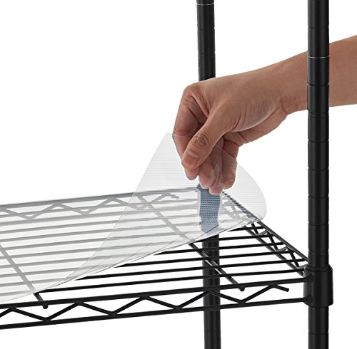 AmazonBasics Expandable Metal Hanging Rack Wardrobe with Shelves, Black & 5-Shelf Adjustable, Heavy Duty Storage Shelving Unit (350 lbs per shelf), Steel Organizer Wire Rack, Black,(36L x 14W x 72H)