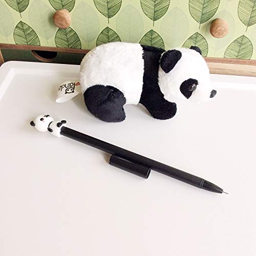 12pcs 0.5mm Cute Kawaii Animal Panda Pens Black Ink Gel Pens Fine Point Roller Pens (White)
