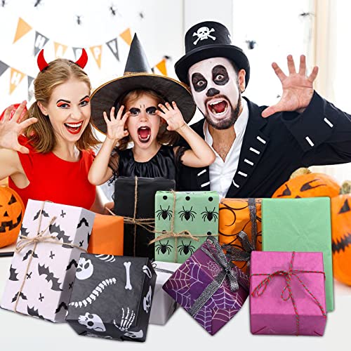 100 Sheets Halloween Tissue Paper Black Orange Wrapping Paper Bat Pumpkin Spider Tissue Paper Skull Gift Wrapping Tissue for Birthday Party Gift Bag DIY Crafts