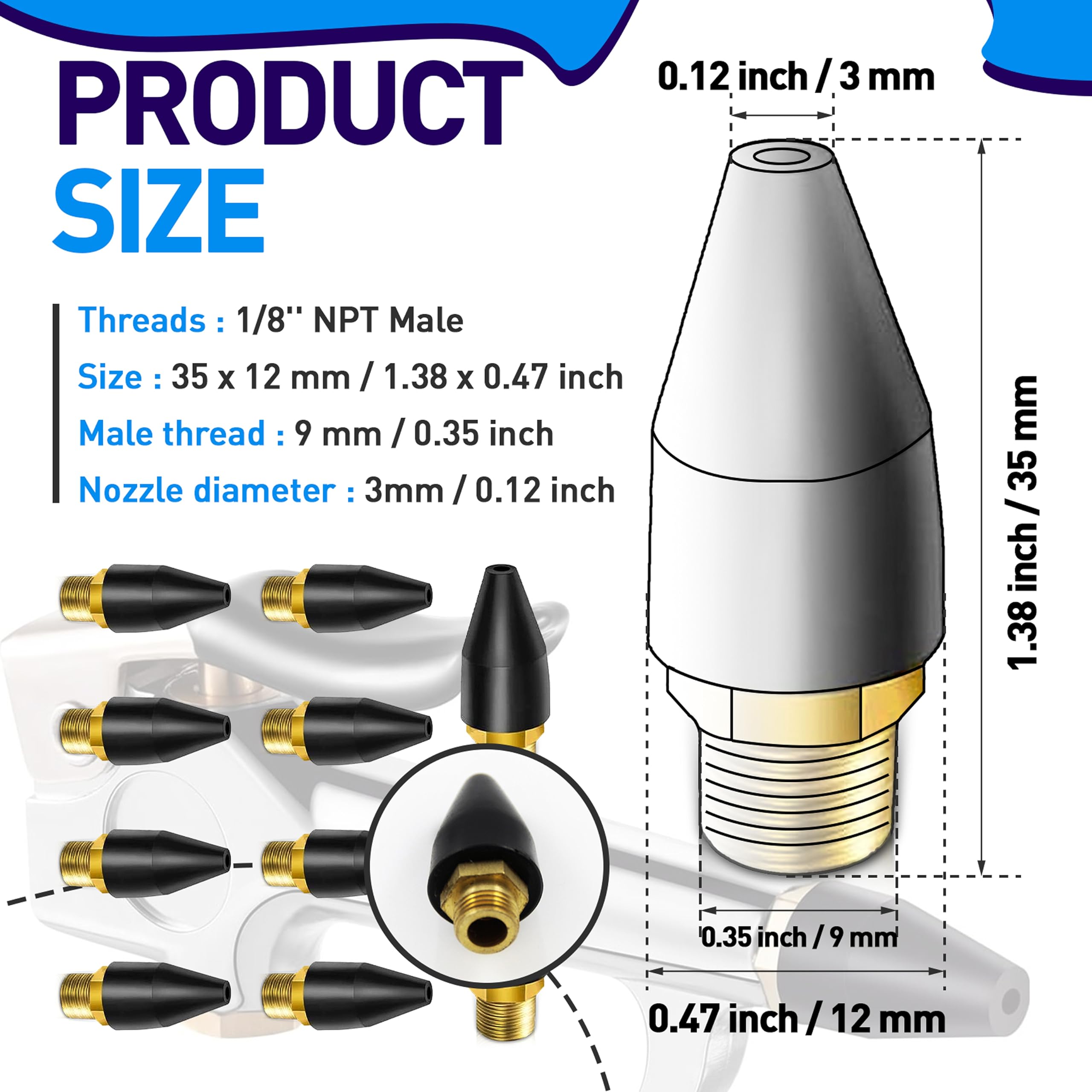 10 Pcs Rubber Air Tool For Air Nozzle Tip, Blow Gun Rubber Tip For Air Tool, Parts Air Nozzle For Air Blow Guns Tool For Air Tool Parts & Accessories Air Blow Guns Tool Black