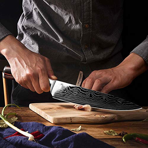 8 Inch Professional Damascus Chefs Knife,Pro Kitchen Knife, German High Carbon Stainless Steel Knife with Ergonomic Handle(8-Inch)
