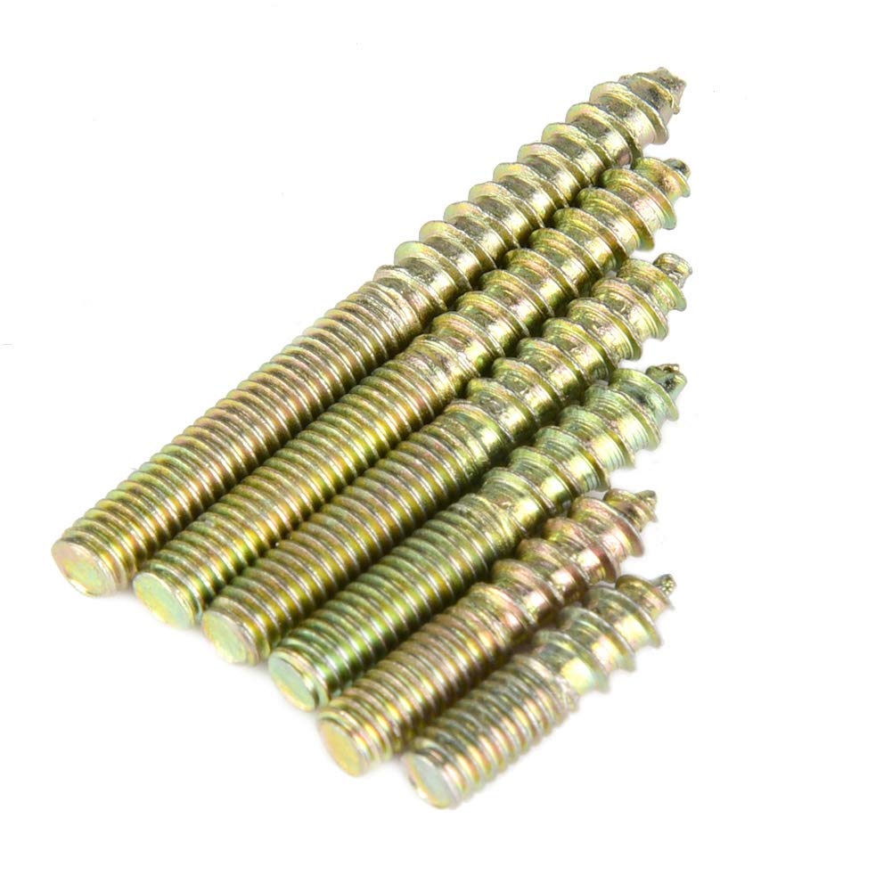 110pcs Hanger Bolts, M4 Dowel Screw Iron Double Ended Screws Zinc Plating Self Tapping Threaded Rods Bars Studs Woodworking