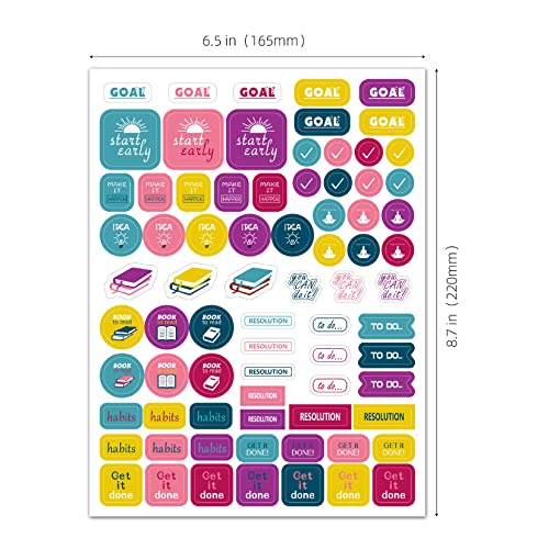 12 Sheets (650 Stickers) Planner Stickers for Notes Travel Business Trips Parties Daily Holidays Goals Encouragement Planning Notes Ideas
