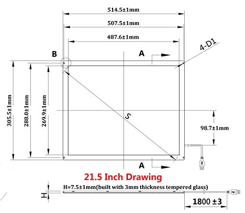 21.5 Inch Multi Points IR Touch Screen, Infrared Touch Screen Panel, USB Free Driver with Tempered Glass for Kiosks, Touch Screen Monitor, Interactive Device Machine