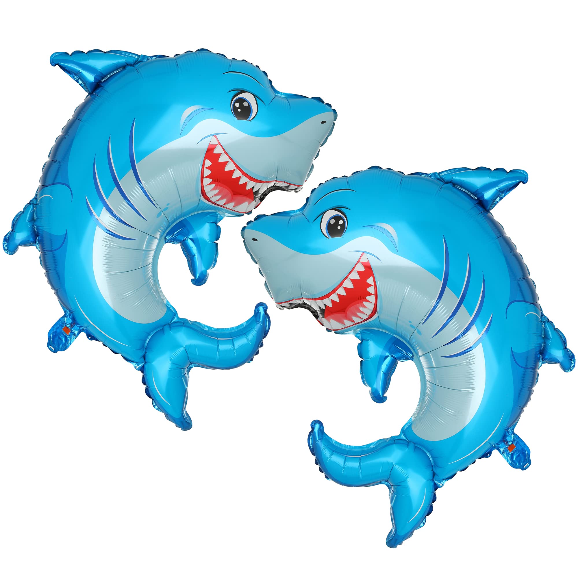 2 PCS Shark Balloons 1st Birthday Baby Shower Ocean Shark Theme Party Mylar Foil Shark Balloon Decor Supplies