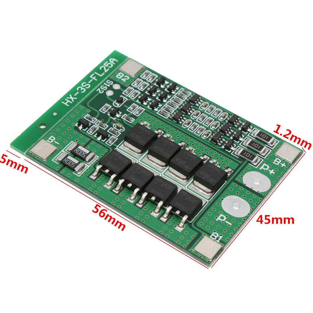 2Pcs 3S 11.1V 12.6V 25A W/Balance 18650 Li ion Lithium Battery PCB Protection Board
