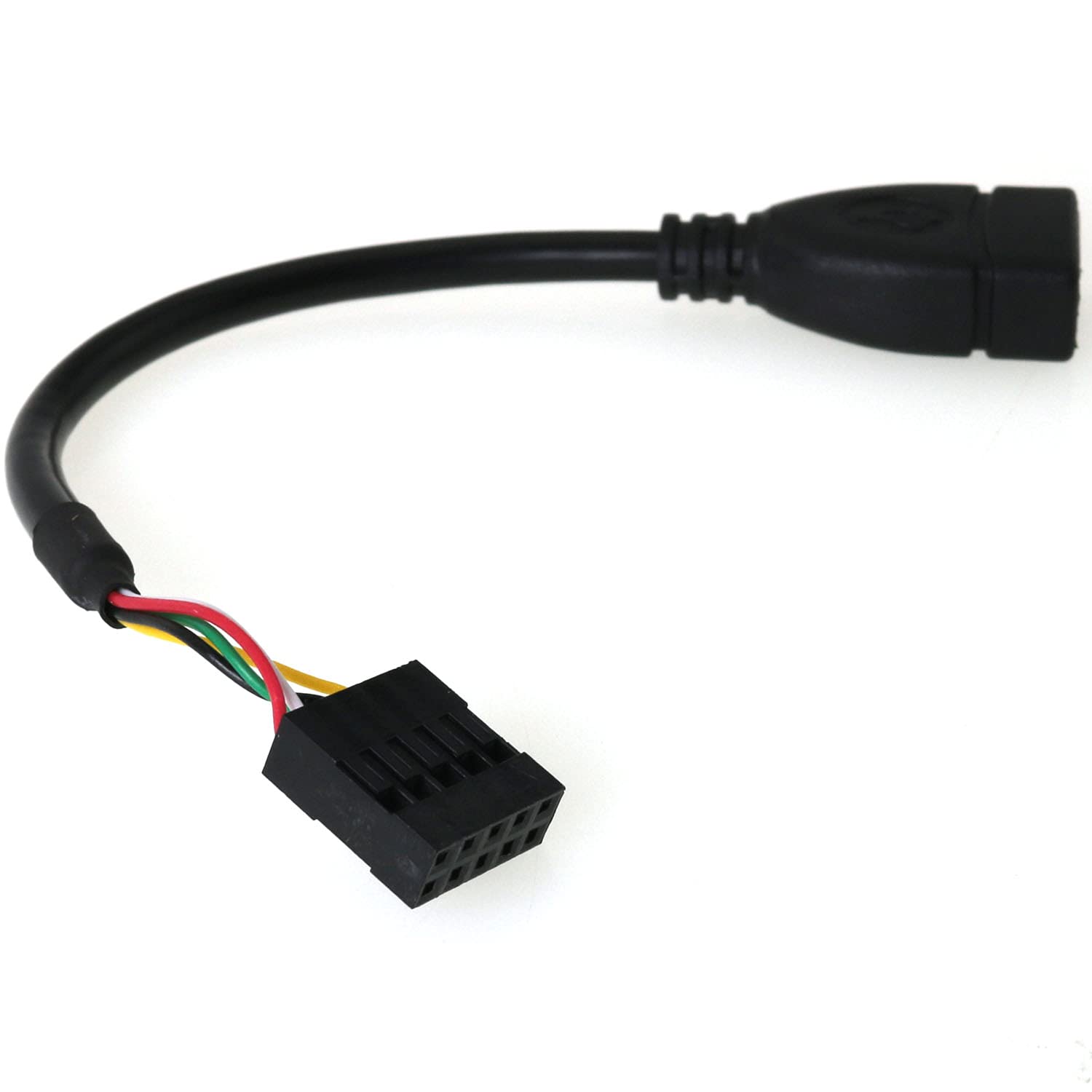 BAIRONG 10cm Motherboard USB 2.0 Adapter Cable A Female to Dupont 9 Pin Female Header Motherboard Cable Cord USB Header to USB Cable (0.1M), Black