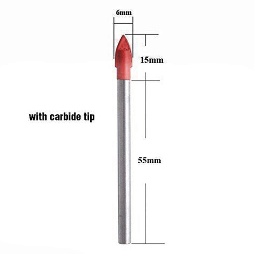 10 PCS Glass and Tile Drilling Tool with Tungsten Carbide 6 mm, Drill Bit Set for Glass Tile Ceramic Mirror Porcelain Marble