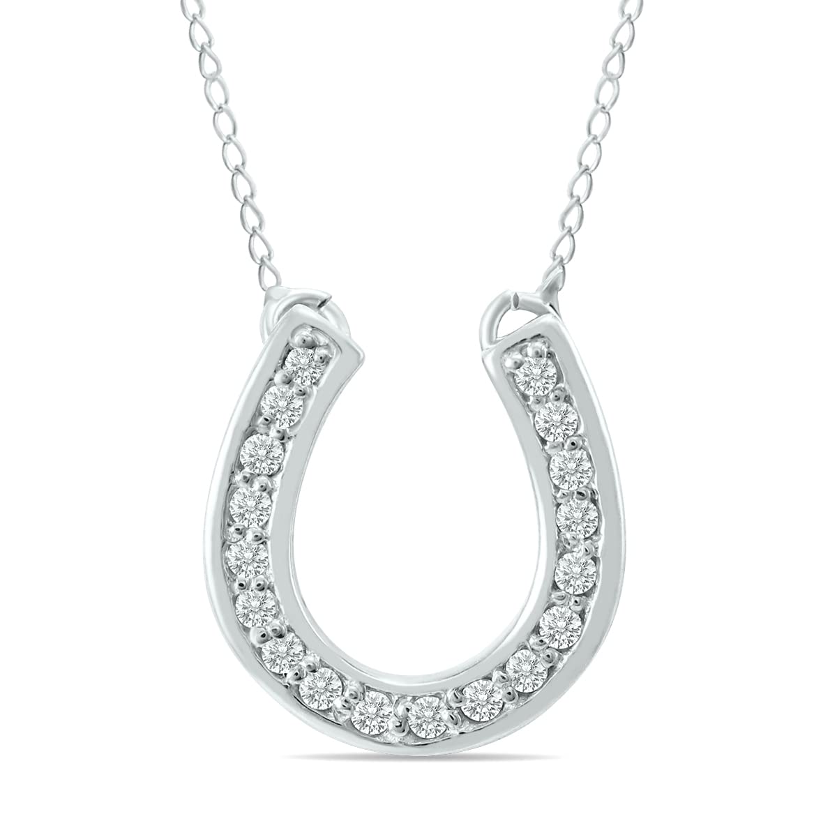 14k White Gold Diamond HorseShoe Pendant