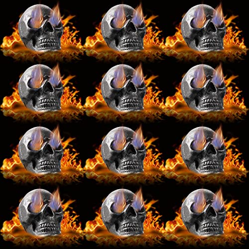 12 Pieces 2.3 Inches Metal Skull Charcoal Briquettes Human Skull Shaped Fire Pit Stones Gas Charcoal Halloween Skull Fireproof Fire Pit Skull Halloween Decor for Campfire Fireplace Fire Pit