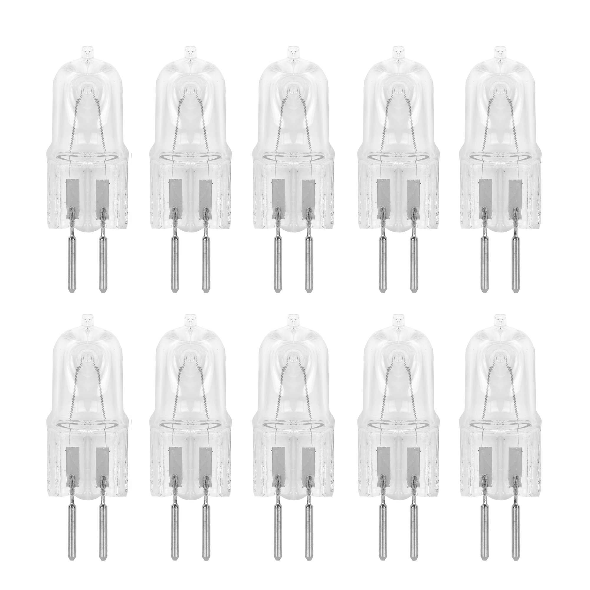 10 Pack GY6.35 12 Volt Clear Dimmable T4 Q35/GY6.35/CL/12V 35 Watt 35W Halogen Light Bulb Under Cabinet Type JC Lighting Kitchen Low Voltage Landscaping Lighting Fixture Landscape G6.35 12V Bi-Pin