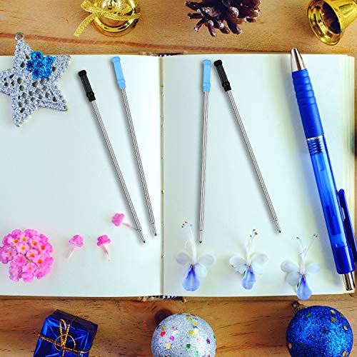 12 Pieces Ballpoint Pen Refills Replaceable Compatible with Cross Ballpoint 1.0 mm 4.5 Inch Smooth Writing Quick Drying Refill with Black Velvet Bag, Black and Blue