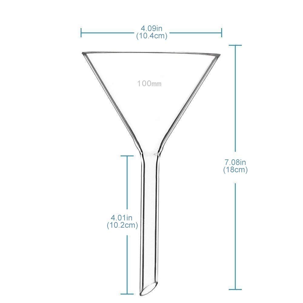100mm Glass Funnel, Short Stem, Borosilicate Glass, Heavy Wall, Karter Scientific 213V12 (Pack of 2)