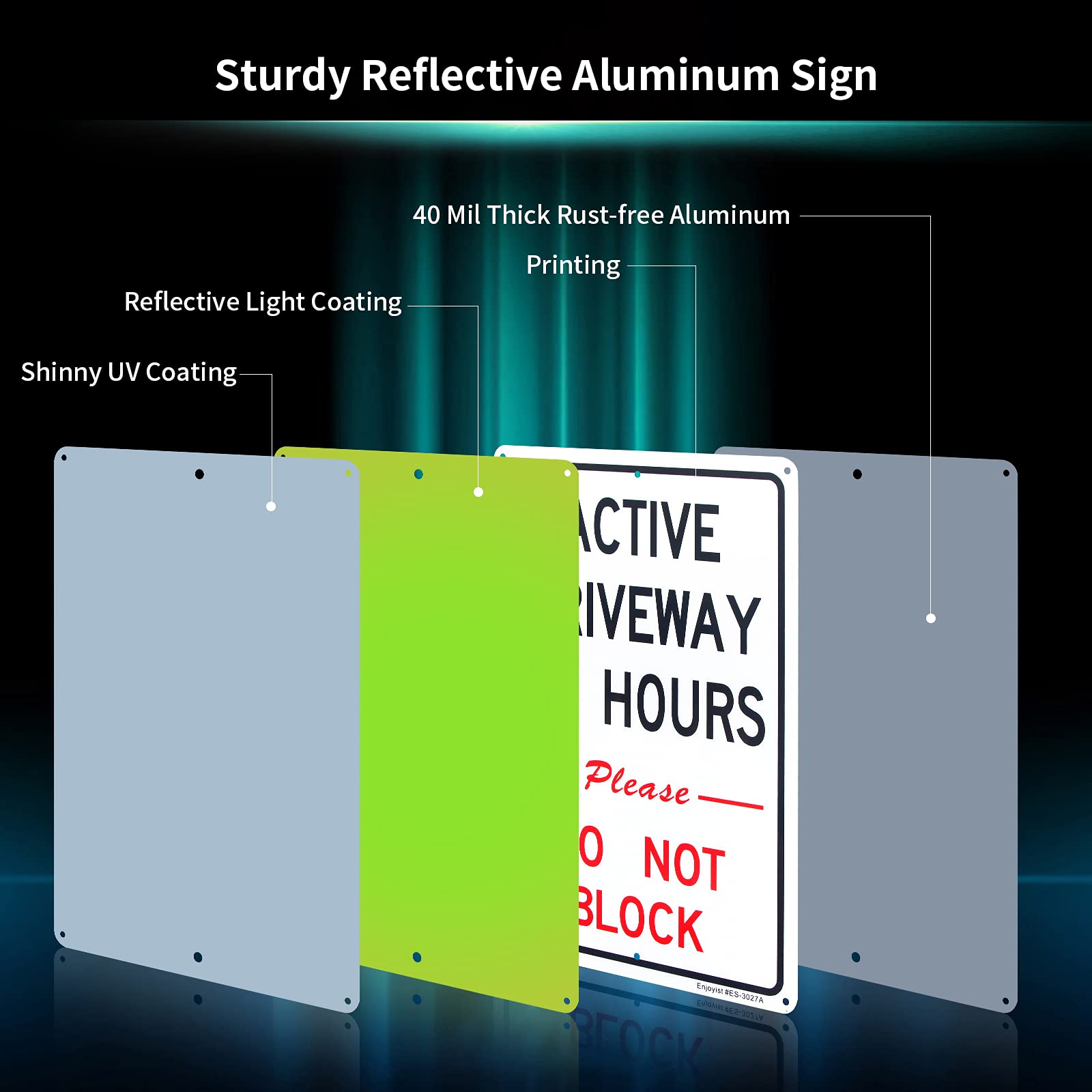 2-Pack Active Driveway Sign, 24 Hours Please Do Not Block Sign, 12"x 8" .04" Aluminum Reflective Sign Rust Free Aluminum-UV Protected and Weatherproof