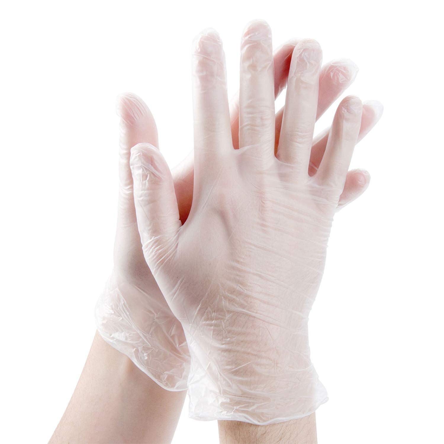 200 Disposable Viny Gloves, Non-Sterile, Poweder Free, Smooth Touch, Food Service Grade, X Large Size [2x100 Pack]