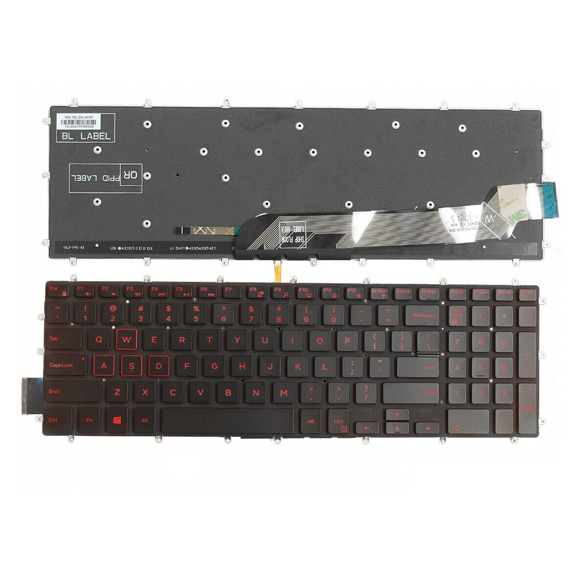 cuiying Replacement Laptop English Red Backlit Keyboard Without Frame for Dell Inspiron 15 Gaming 7566 7567 5565 5570 5575 7570 7577 3R0JR 03R0JR M16NXC-UBSQ