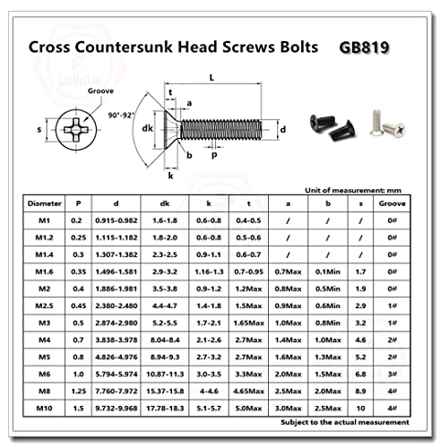 100pcs M2-0.4×16mm Laptop Notebook Computer Carbon Steel Screws Kit Set, Flat Head Phillips Cross Screw Assortments, Countersunk ssd Screws for SSD Toshiba DELL Sony Samsung