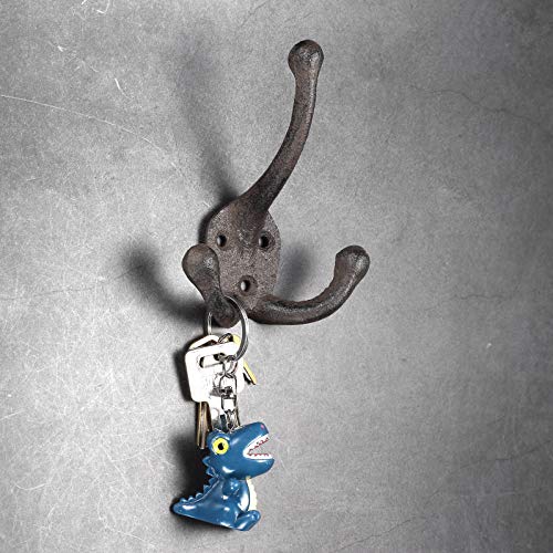 Ambipolar 5-Pack TriLeg Coat Hooks. Wall Mounted, Heavy Duty Decorative Black Wall Hooks for Mudroom, Hat Rack, Purse Hooks. Cast Iron Decorative Antique Black Hooks