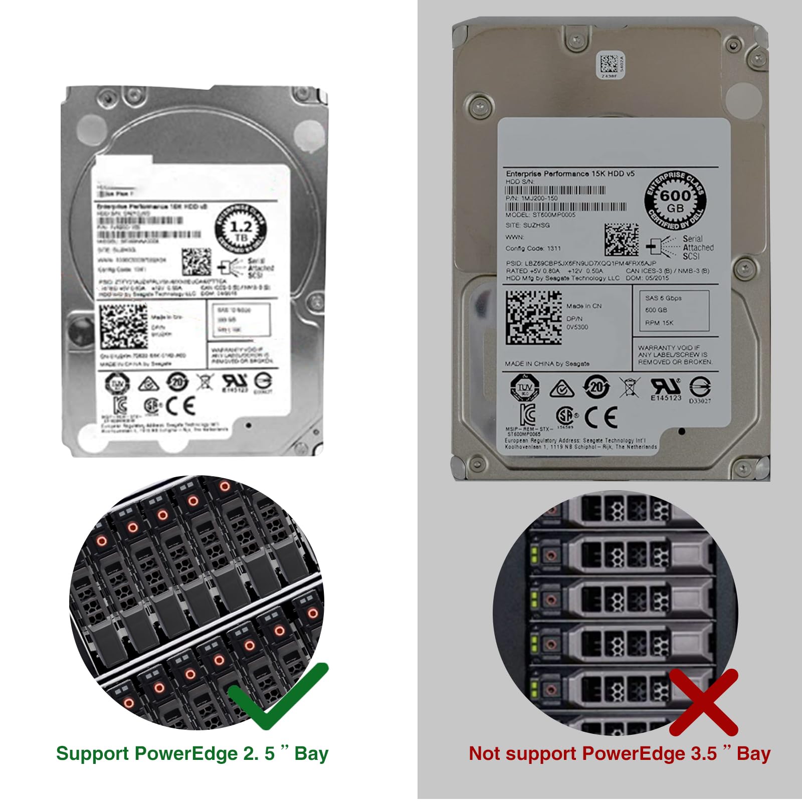 2.5" SAS SATA Hard Drive Tray Caddy Compatible with Dell G176J PowerEdge R610 T610 R620 R710 T710 R720 R815 R820