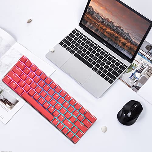 IEMUDJ CQ63 Mechanical Keyboard, Wired Bluetooth Gaming Keyboard, RGB Backlit, Brown Switch, Bluetooth 5.0, 63 Keys Layout, for Desktop, Laptop, Mac, Tablet, Smartphone, Gaming and Office