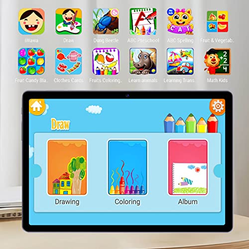 10.1 Inch Tablet, Android 10, Octa Core CPU, FHD+ Screen and Dual Speakers, 4GB RAM + 32GB ROM, Expandable128GB, 2MP+5MP, Dual SIM, 4000mAh Large Battery, GPS+FM+WiFi+Bluetooth