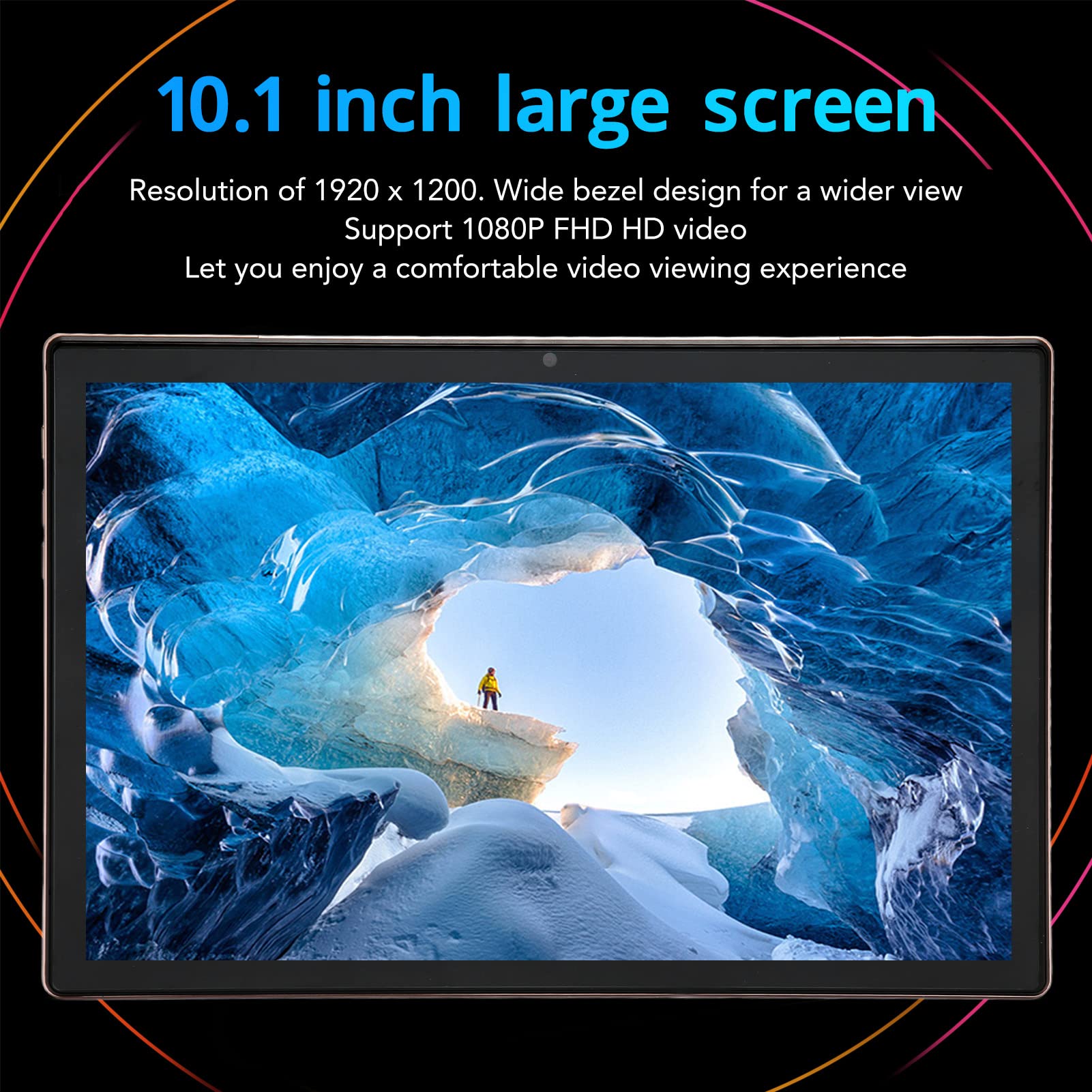 10.1 Inch Tablet,12GB RAM 256GB ROM, 512GB Expand, Octa Core CPU, HD Touch Screen, 5G WiFi Tablet for Android, Gaming Tablet PC with Dual 8+16MP Camera (Gold)