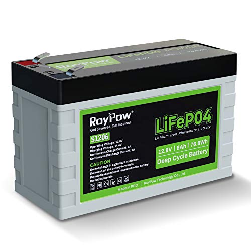 12V 6Ah LiFePO4 Lithium Battery, RoyPow 12V 6Ah LiFePO4 Battery 3500 Cycles 12V Deep Cycle LiFePO4 Battery with Low-Temperature Cut-Off, 9 Amp Discharge Rate for Power Wheel, Scooters, Fish Finders
