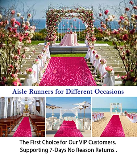 Aisle Runners for Weddings Hot Pink 2FTx15FT Sequin Aisle Runner Fuchsia Bridal Aisle Runner 15FT Carpet Runner Outdoor Aisle Runner for Wedding Ceremony