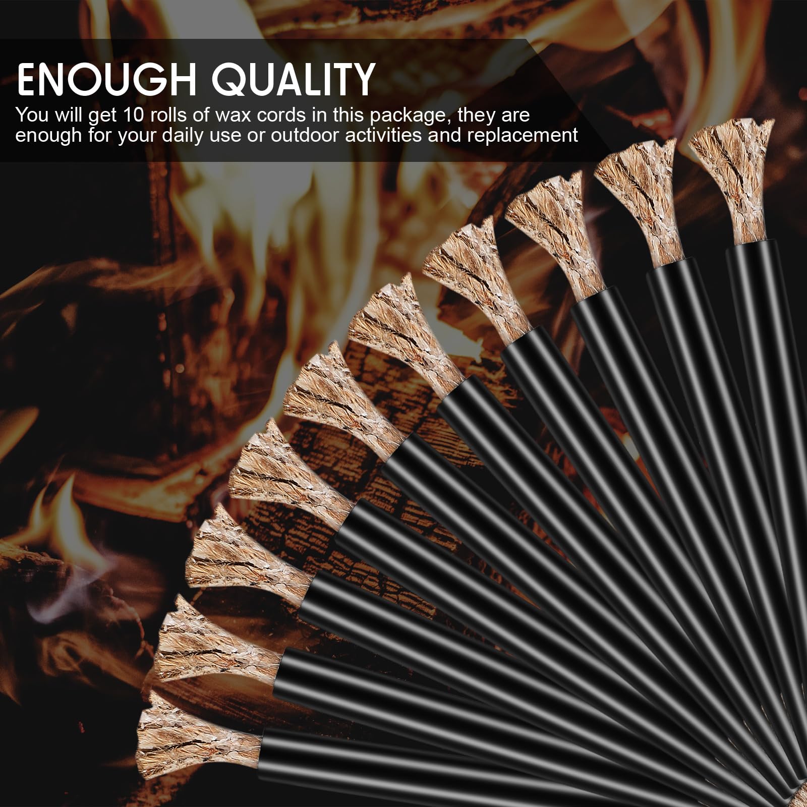 10 Pcs Tinder Fire Starter Rope with 10 Pcs Survival Wick Cord Tinder Aluminum Sleeve Tinder Tube Waterproof Wax Wick Fire Starter Accessory for Fire Starting Camping Hiking Trekking Outdoor Adventure