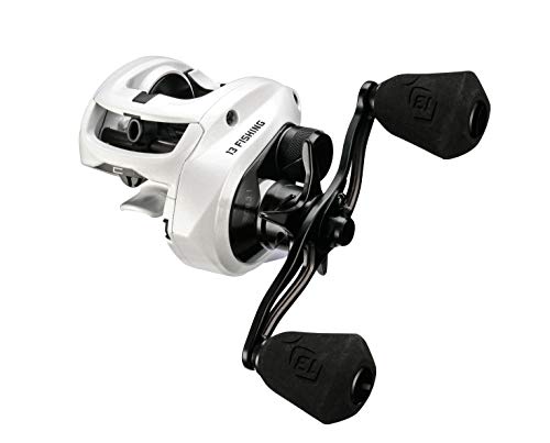 13 FISHING - Concept C2 - Low-Profile Baitcast Fishing Reel - 7.5:1 - Left Hand Retrieve (Fresh+Salt) - C2-7.5-LH, White