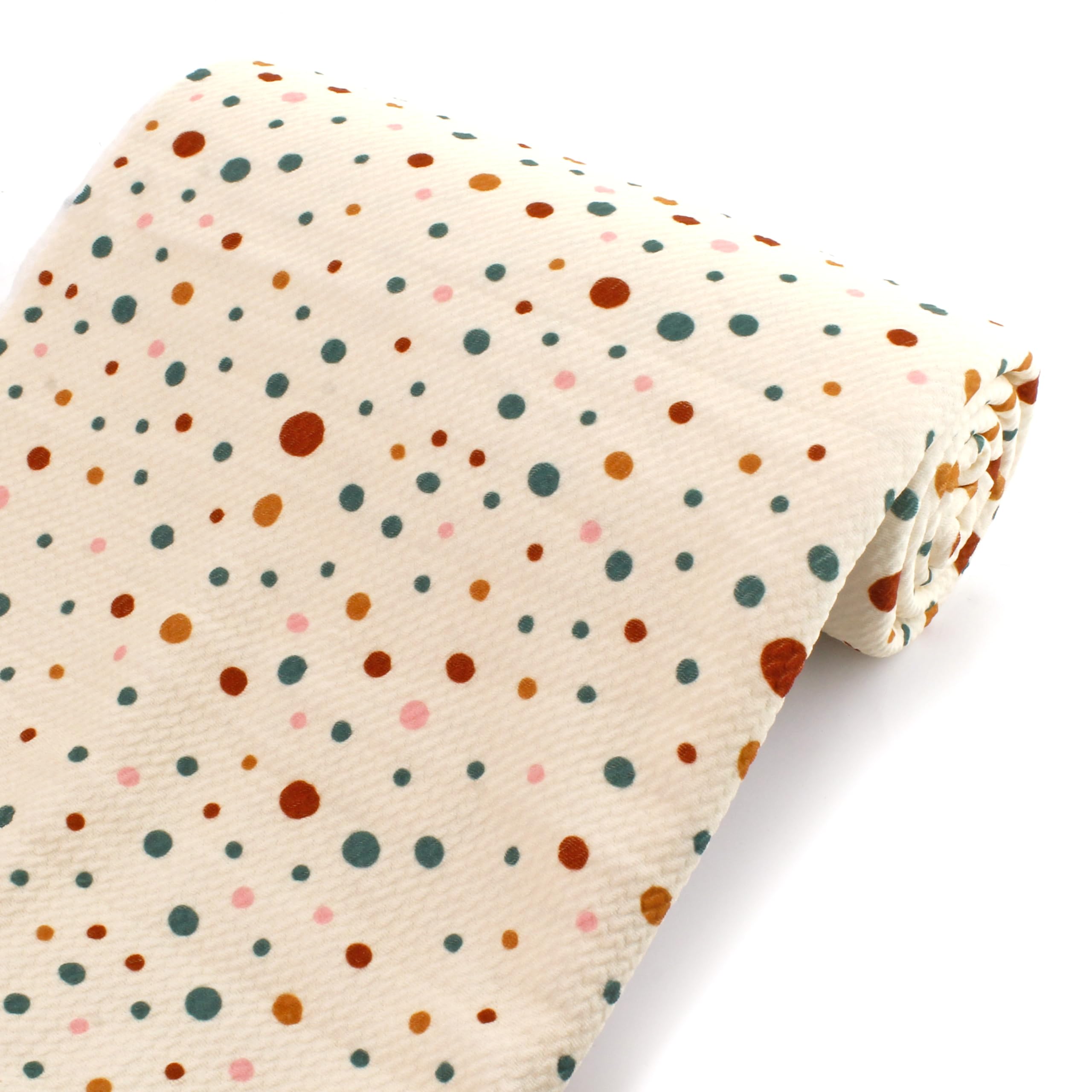 Rustic Sienna Multi-Colored Dots Liverpool Bullet Fabric Textured Knit 4 Way Stretch - 6" Strip