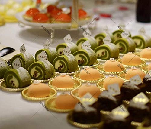 50Pcs 3 5/8" Gold Cakeboard Round,Gold Plastic Mousse Cake Boards Cake Plates Cake Dessert Cookies Pastry Displays Tray, Wedding Birthday Cake Decorative Kit (Round)