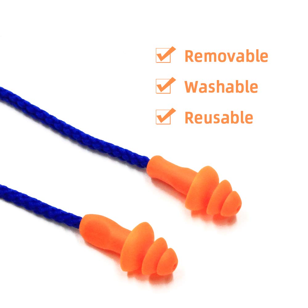 10 Pair Corded Ear Plugs for Shooting Range Ear Protection for Gun Range - Hunting Ear Plugs Individually Wrapped Shooting Ear Buds Hunting Ear Protection Hearing Protection Ear Plugs for Construction