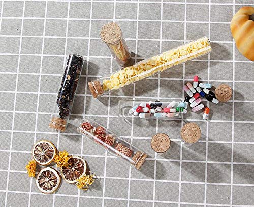 10PCS Empty Glass Clear Test Tube Message Bottles Vials Jars Packing Container with Wood Cork Stoppers for Scientific Experiments Tea Powder Liquid Storage Dispenser(40ml-30mmx80mm)