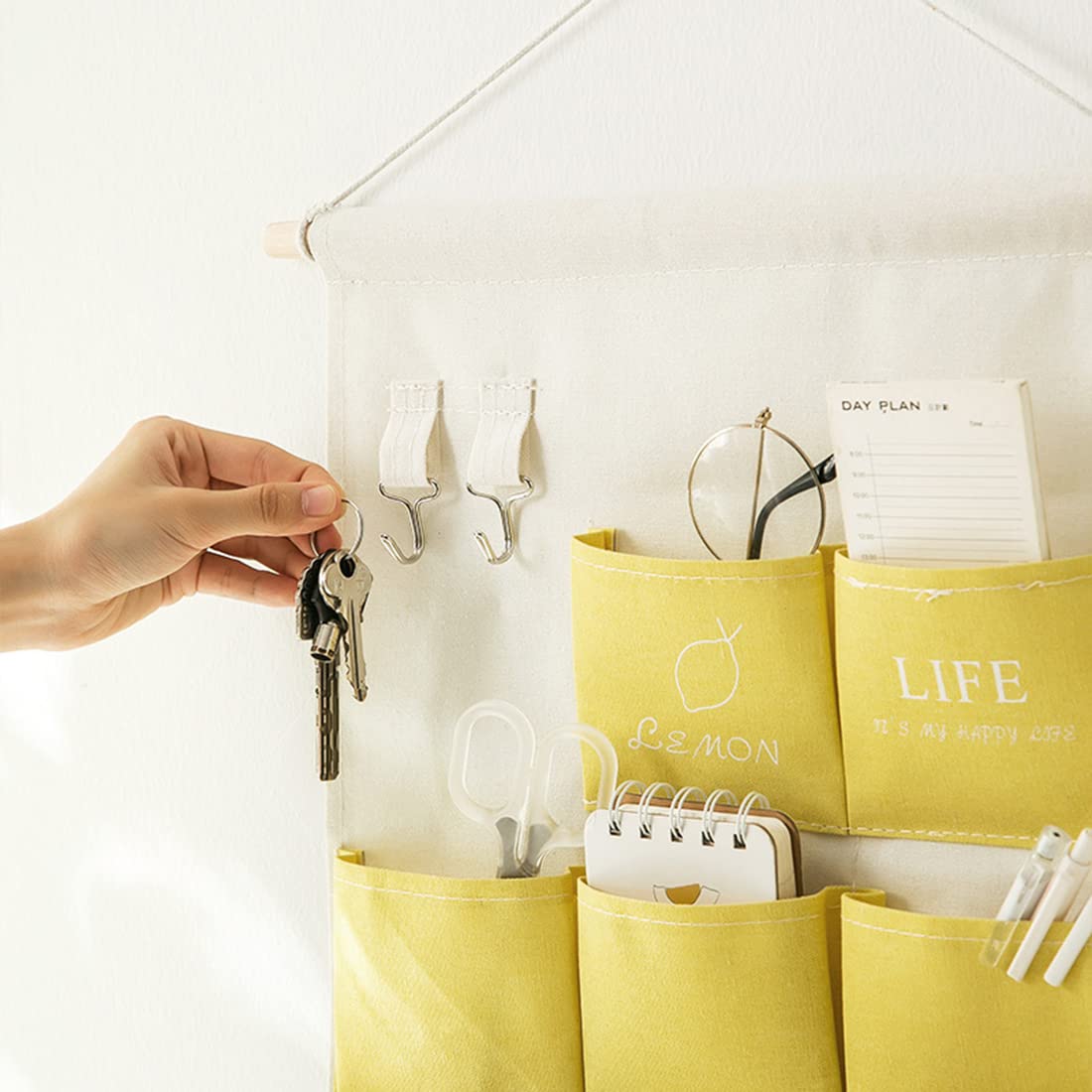 2 Packs Over The Door Storage Pockets,Hanging Storage Bags Organizer Linen Cotton Fabric Wall Door Closet 10 Pockets Home Organizer for Bedroom & Bathroom by AARainbow (Orange, C)