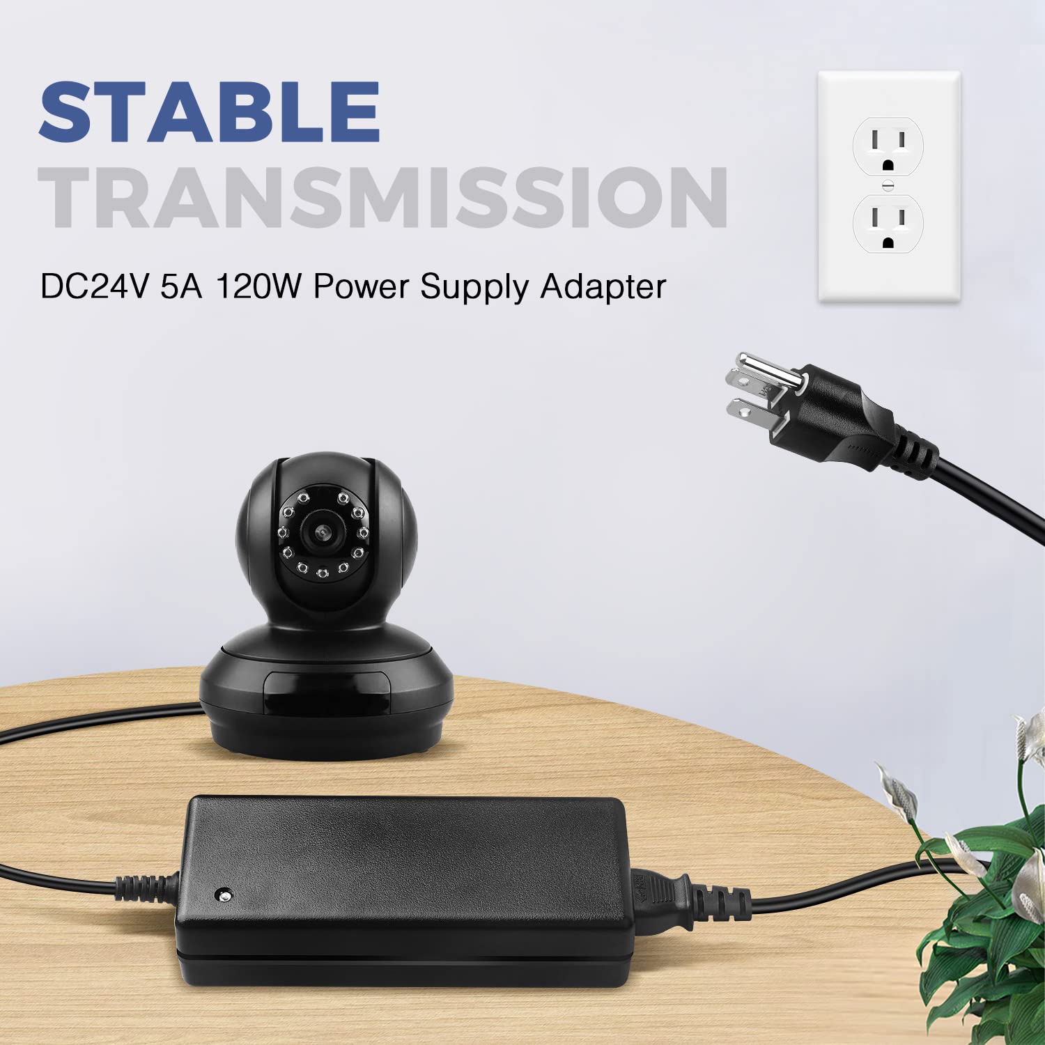 24V 5A Power Supply, LeTaoXing AC to DC 24V 5A 120W Power Adapter Charger AC 100V - 240V Transformer 5.5mm x 2.5mm Output Jack for LED Strip Light LED Driver CCTV Security System