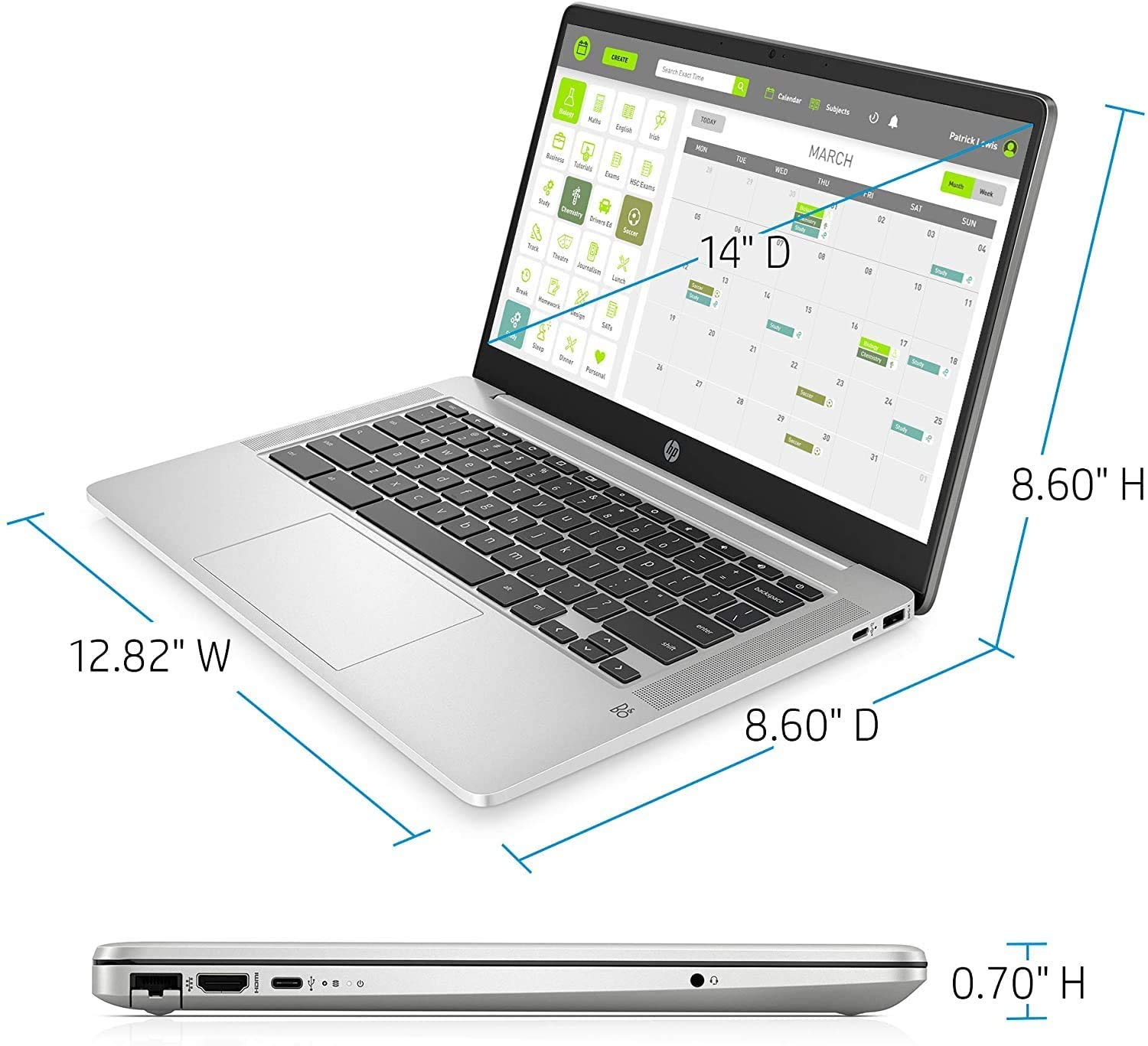 2020 HP 14" Premium FHD IPS Anti-Glare WLED-Backlit Chromebook, Intel Celeron N4000 up to 2.6GHz, 4GB DDR4, 64GB eMMC, WiFi, Media Reader, USB-C, Bluetooth, Webcam, Chrome OS, Aloha Bundle (4GB 64GB)