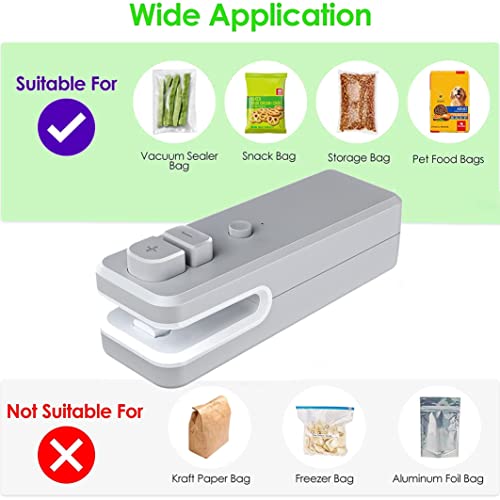 3 in 1 Mini Bag Sealer,Rechargeable Handheld Plastic Bag Resealer,with Cutter 3 in 1 Heat Portable Vacuum Sealers Kitchen Gadget for Chip Bags, Plastic Bags, Snack Freshness Food Storage（USB Cable)