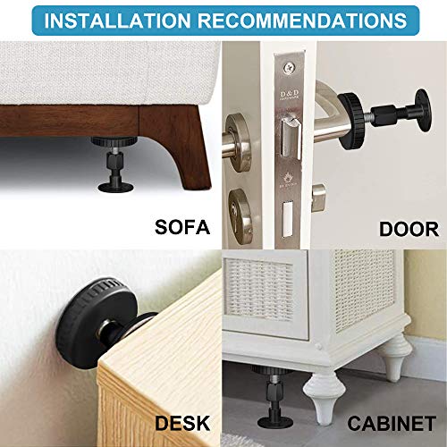 2PCS Black Adjustable Bed Frame Anti-Shake Tool, Headboard Stoppers with Free Furniture Pads and Screws, No More Creaking, Protect The Wall from Banging, Easy to Install (1.1-2.5in)