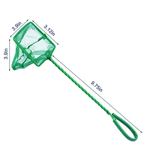 2 Pack Aquarium Fish Nets, DSSPORT 4 Inch Small Mesh Fish Catch Nets with Plastic Handle Green (Pine Green)