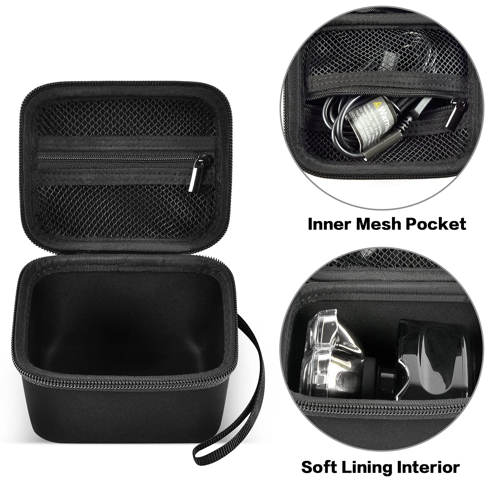ANKHOH Case Compatible with Skull Shaver Electric Pitbull Pro Razor, Hard Travel Rotary Men Head Shavers Beard Trimmer Storage Bag with Zipper Mesh Pocket for Mustache Grooming Kit,Black-Only Box