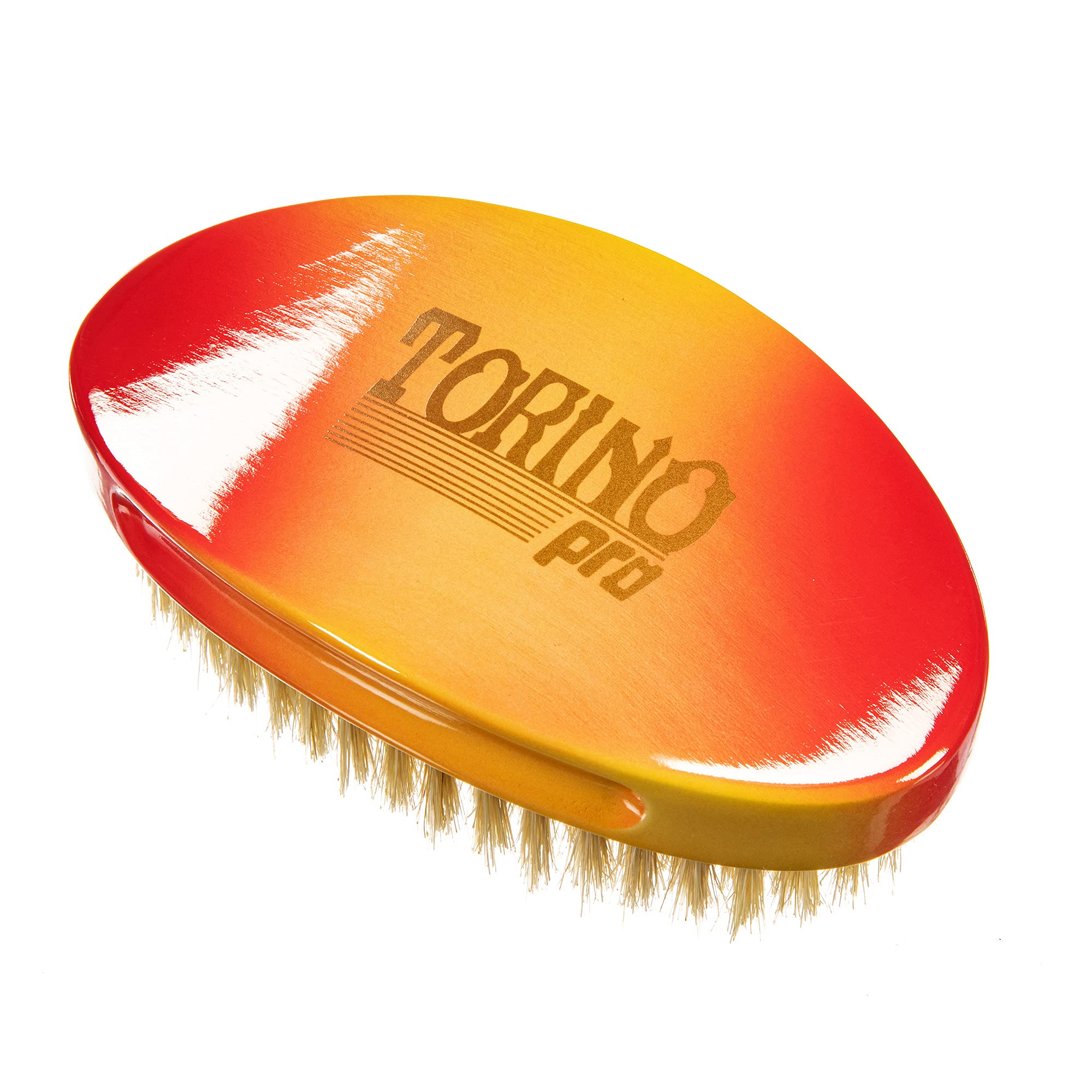 Torino Pro Curve Wave brush #157- Medium 100% Boar Bristle Curved 360 Wave Palm Brush - Great for laying down 360 waves and use before using wave cap or durag - Luxury wave brush for men 360