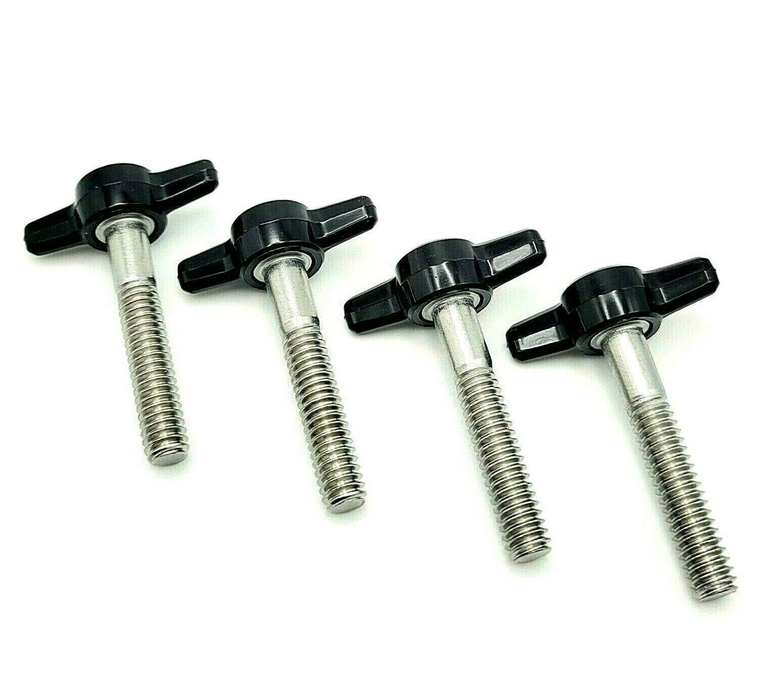 1/4-20" x 1-1/2" Thumb Screws with Tee/Wing Butterfly Black Thumb Screws (4)