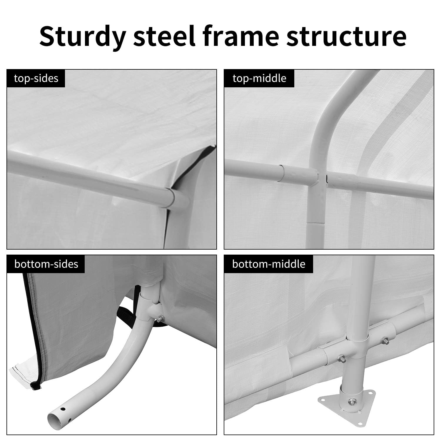 10'x 17'Heavy Duty Portable Carport Car Garages Shelters, 8 Steel Legs, White, Waterproof