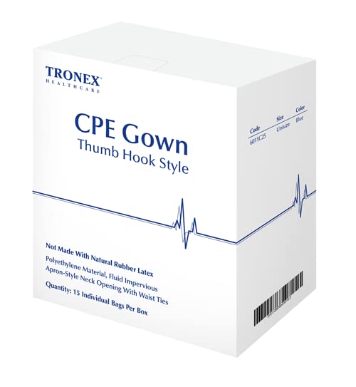 75-Pack Tronex Fluid-Impervious Blue Isolation Gowns With Impervious Film & Thumb Hooks (Unisize)