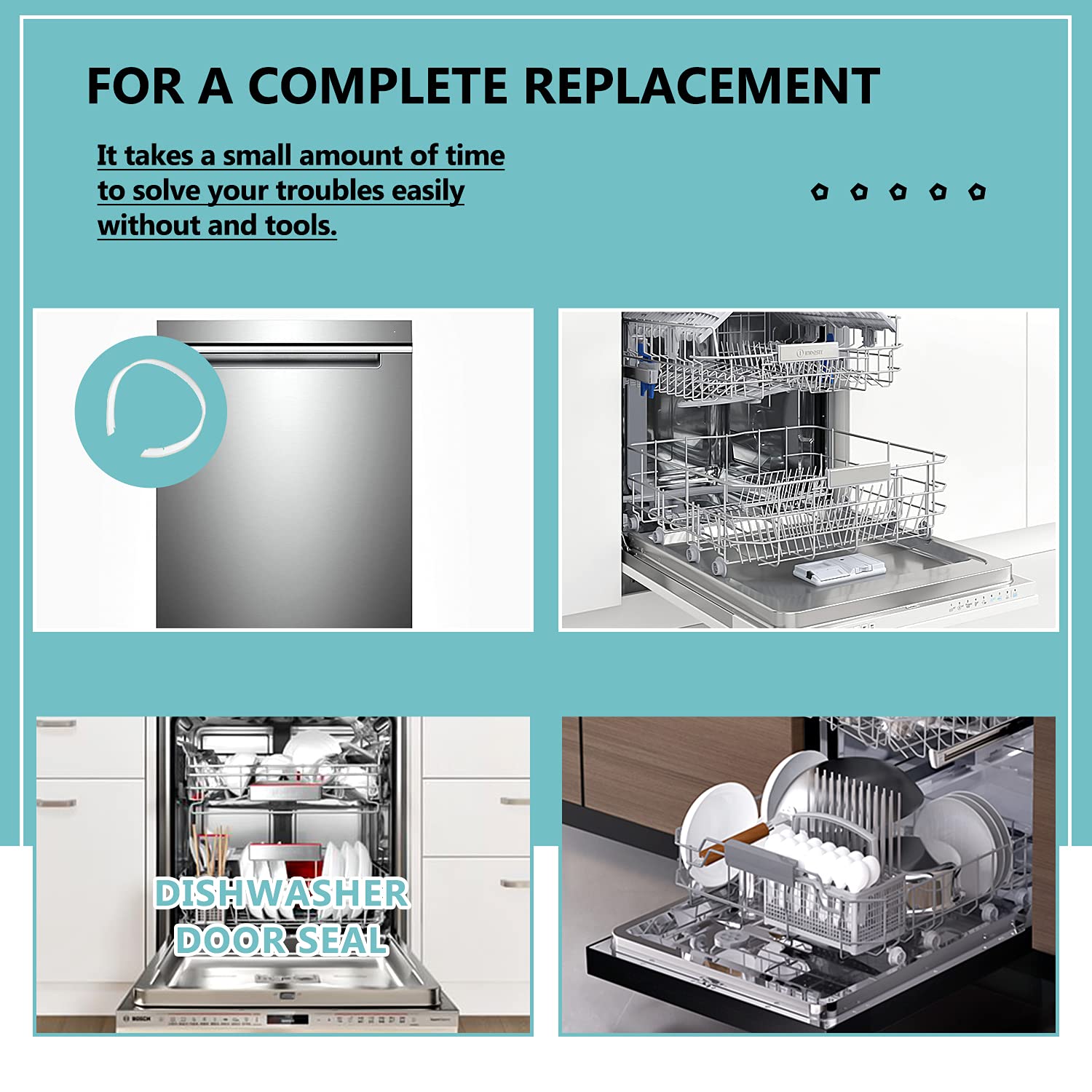 154827601 Dishwasher Door Seal 809006501 Lower Seal 154701001 Splash Shield Kit Compatible with Frigidaire Kenmore Replace AP5690109 PS8260227 154845301 154211801 by Cenipar