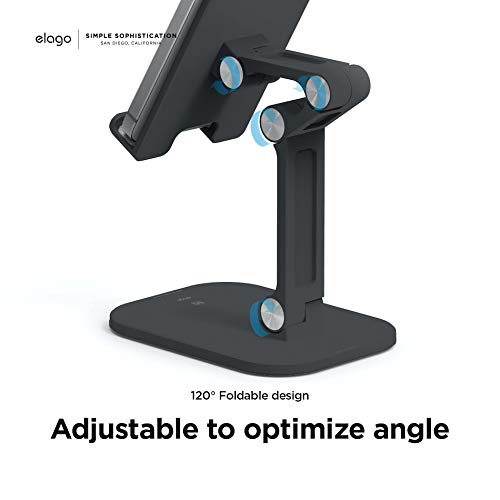 elago M5 Adjustable Phone Stand β Cell Phone Holder for Desk Compatible with iPhone 12 (5.7, 6.1, 6.7) and Compatible with All iPhone Models, All Smartphones (Black)