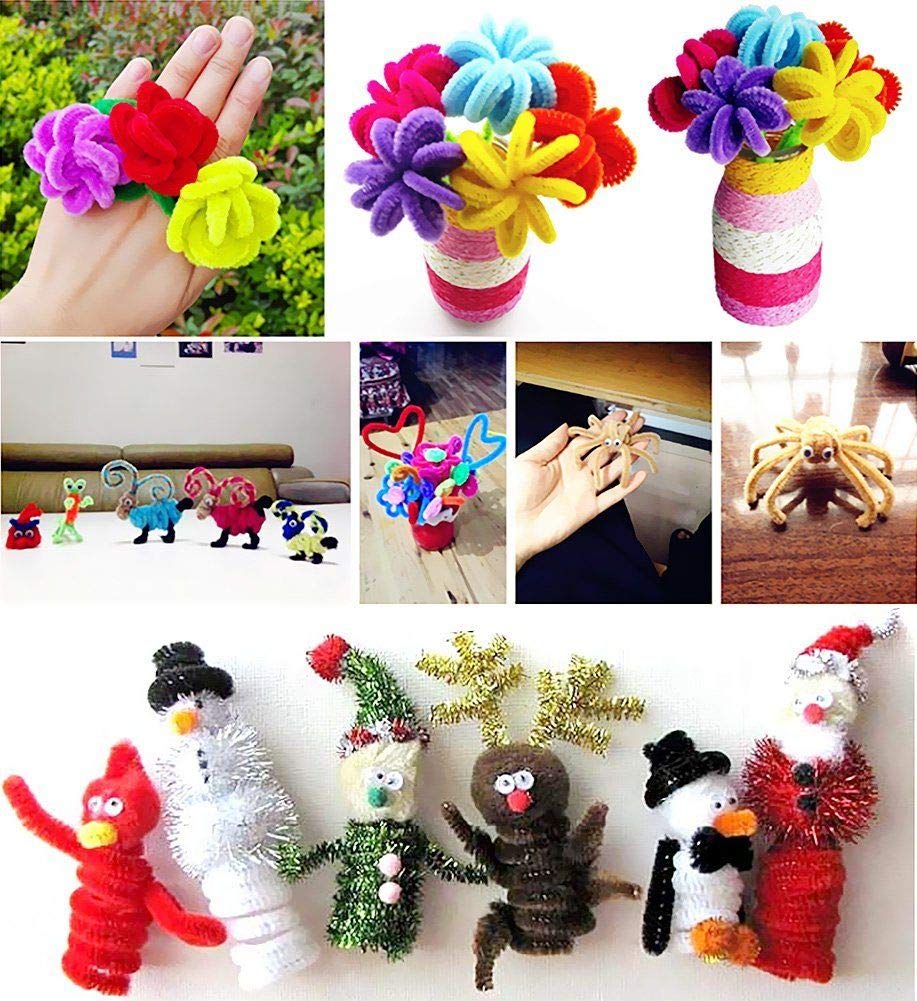 100pcs Pipe Cleaners Chenille Stems for DIY Art Supplies Craft Projects 6mmx30cm Christmas Pipe Cleaners Decoration, Yellow
