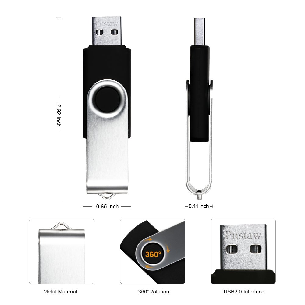 32GB USB 2.0 Flash Drive Pnstaw Swivel Memory Stick Thumb Drive Pen Drives Jump Drive for Data Storage, File Sharing(10 Pack,Multi-Color) (32GB)