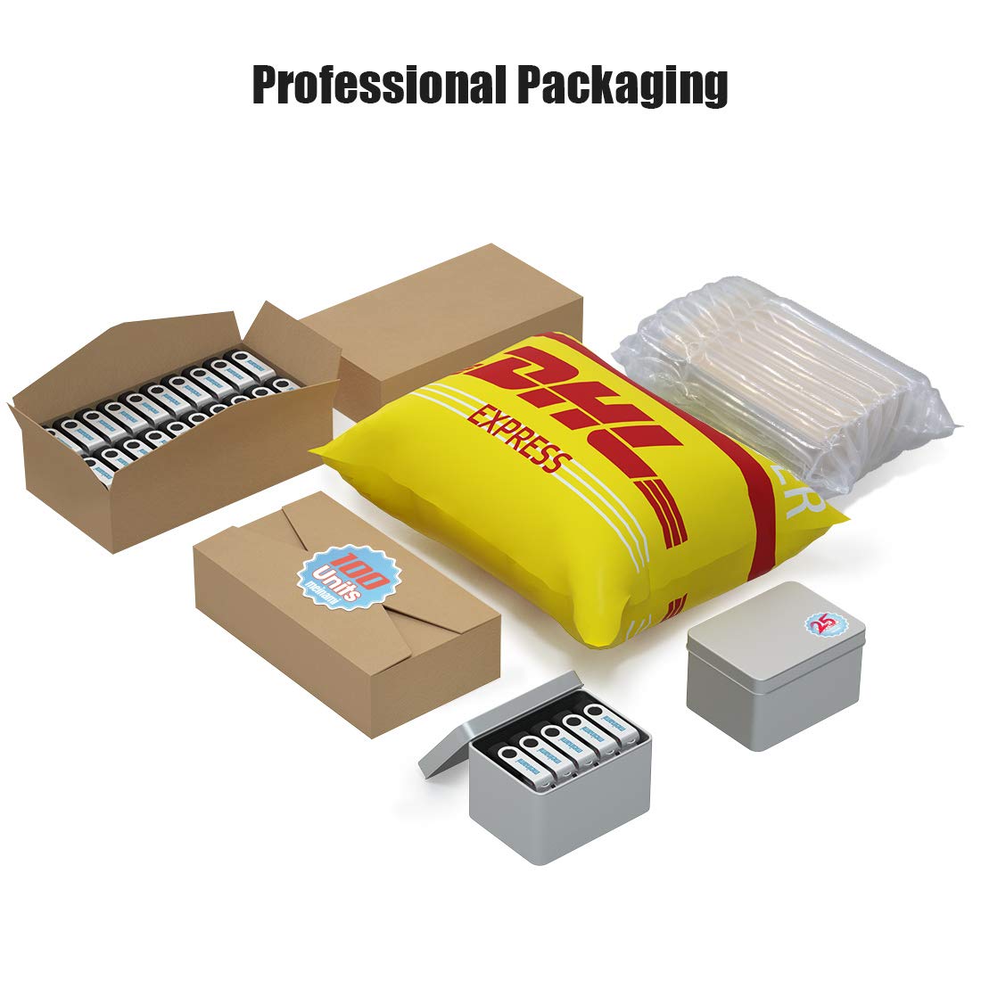 25PCS 4GB Custom USB Flash Drive Personalized Thumb Drive Logo Printed USB,25 Pack